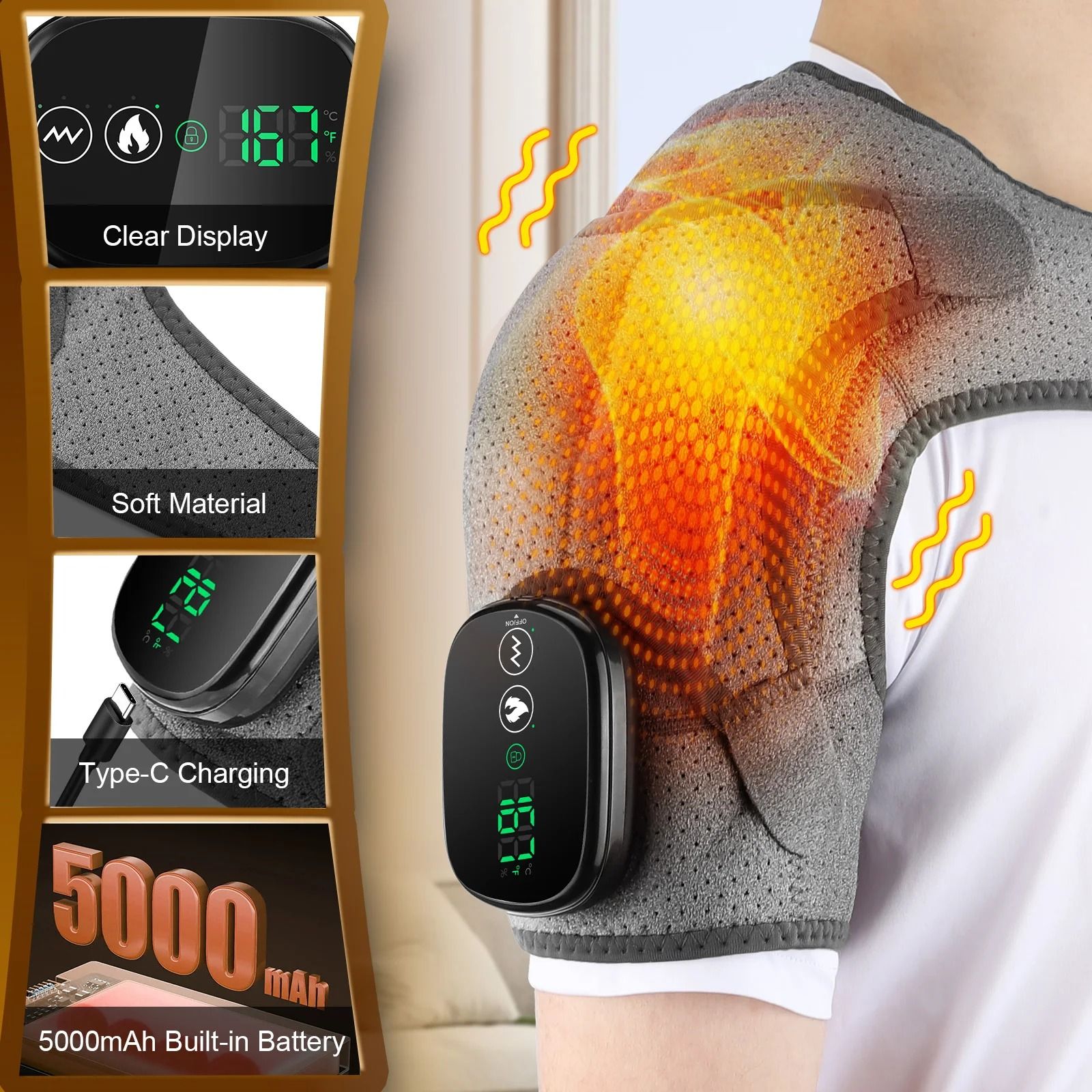 Electric Heated Shoulder Brace with Adjustable Temperature a | Inspire ...