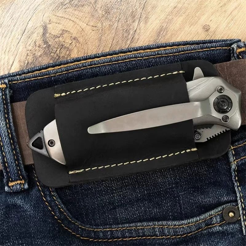 Genuine Leather EDC Folding Knife Sheath Waist Carrier | Inspire Uplift