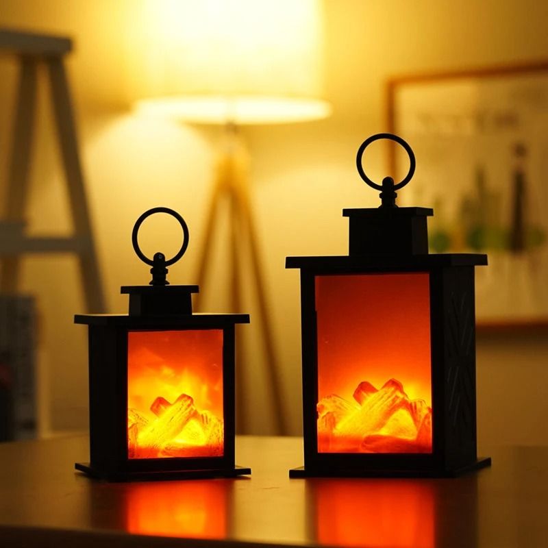 LED Fireplace Flame Effect Table Lamp with Charcoal Style Gl | Inspire ...