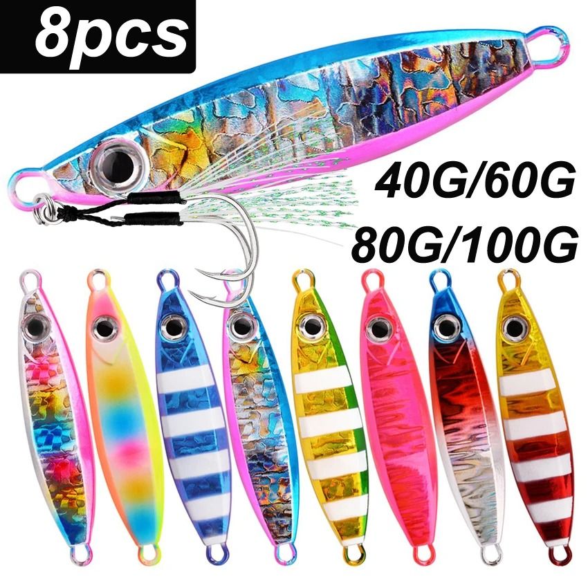 8-Piece Metal Casting Jig Spoon Set 1.41 oz to 3.53 oz Shore | Inspire ...