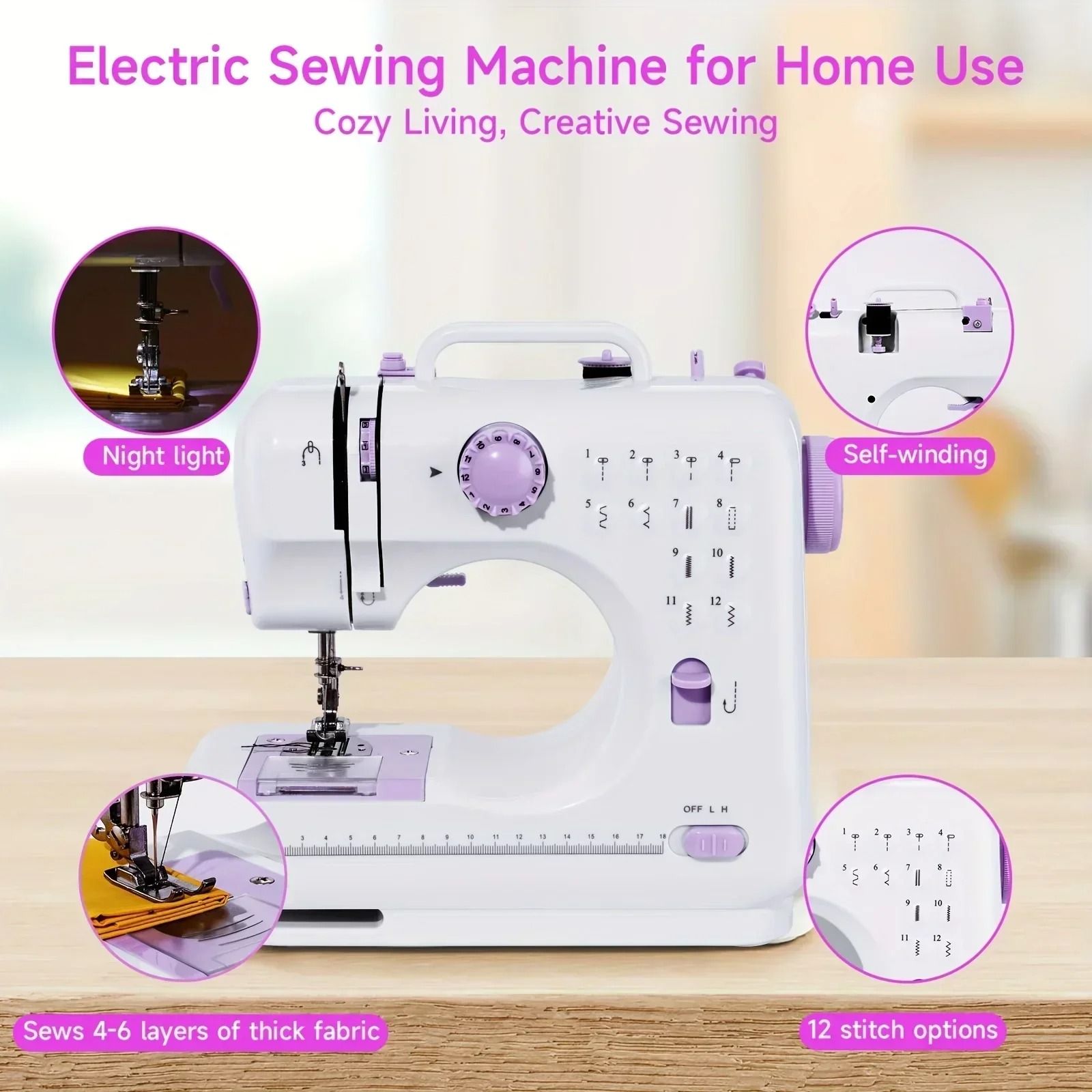 Portable Electric Sewing Machine With 12 Stitch Patterns | Inspire Uplift