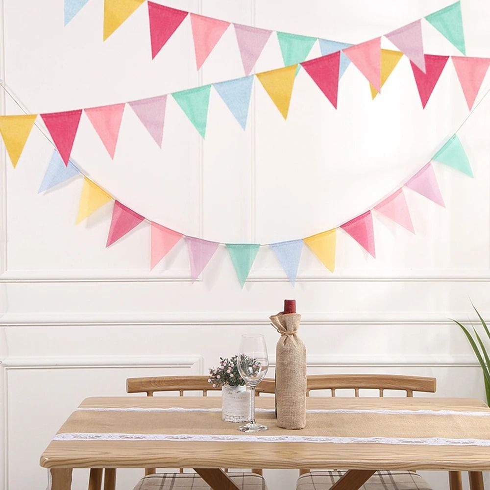 Vintage Rainbow Burlap Bunting Flags Party Banner With Rope | Inspire ...