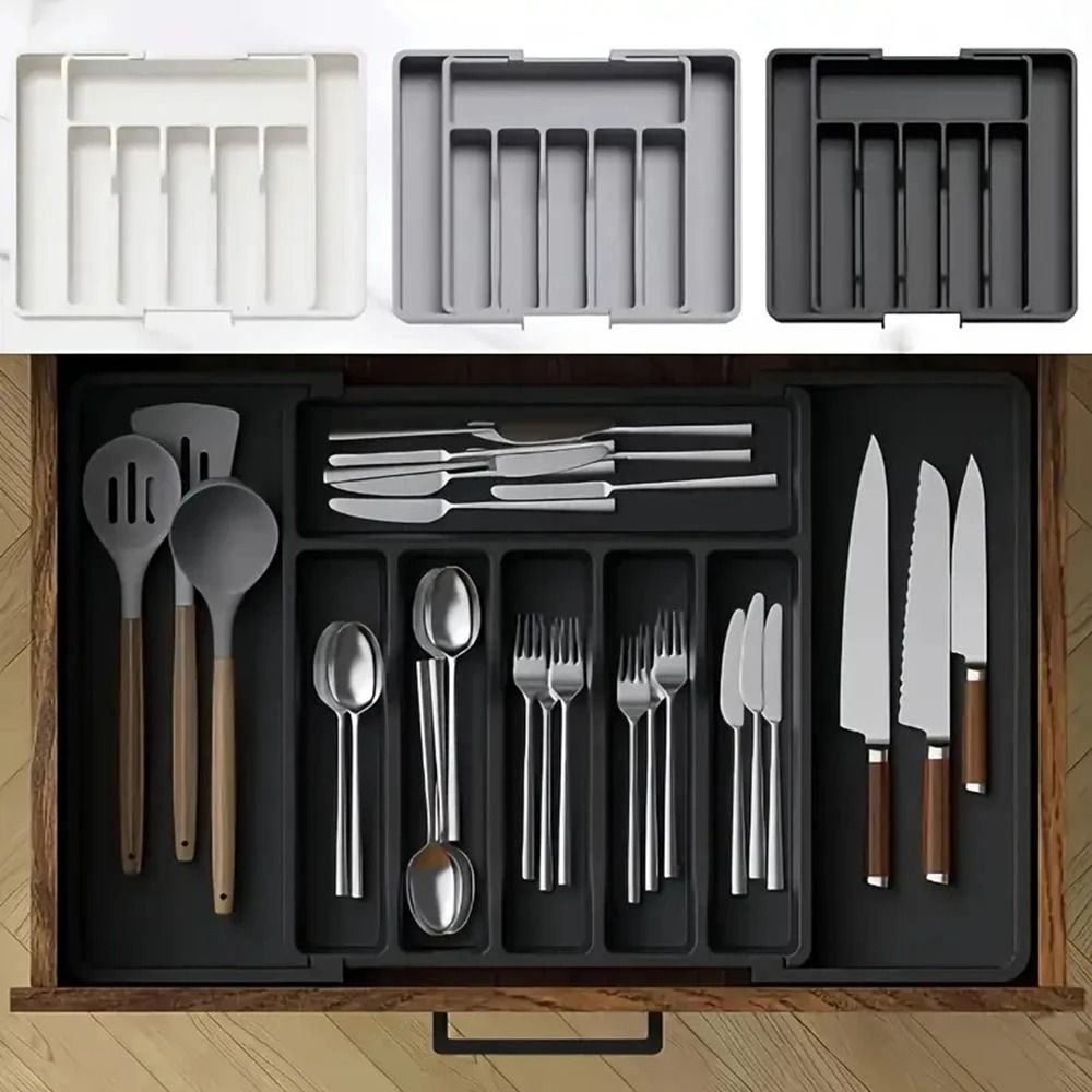 Expandable Cutlery Organizer Tray for Kitchen Drawers with C | Inspire ...
