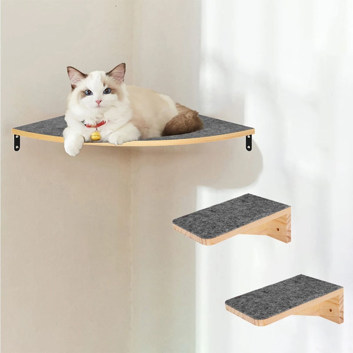 Professional Wall Mounted Corner Cat Climbing Shelf and Perc | Inspire ...