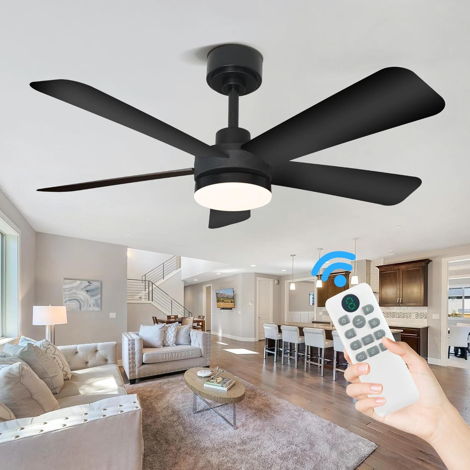 Modern Black Ceiling Fan Chandelier | Inspire Uplift