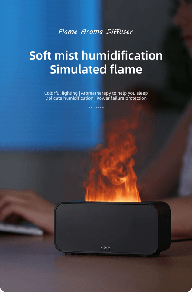 Flame Effect Aromatherapy Diffuser LED Mini Humidifier with | Inspire ...