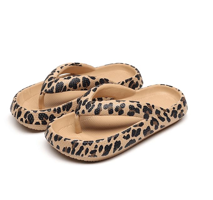 Leopard Cloud Comfort Flip Flops for Women Thick Sole Travel | Inspire ...