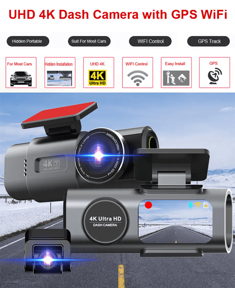 4K Dual Lens Dash Cam with GPS and Night Vision for Car Secu | Inspire ...