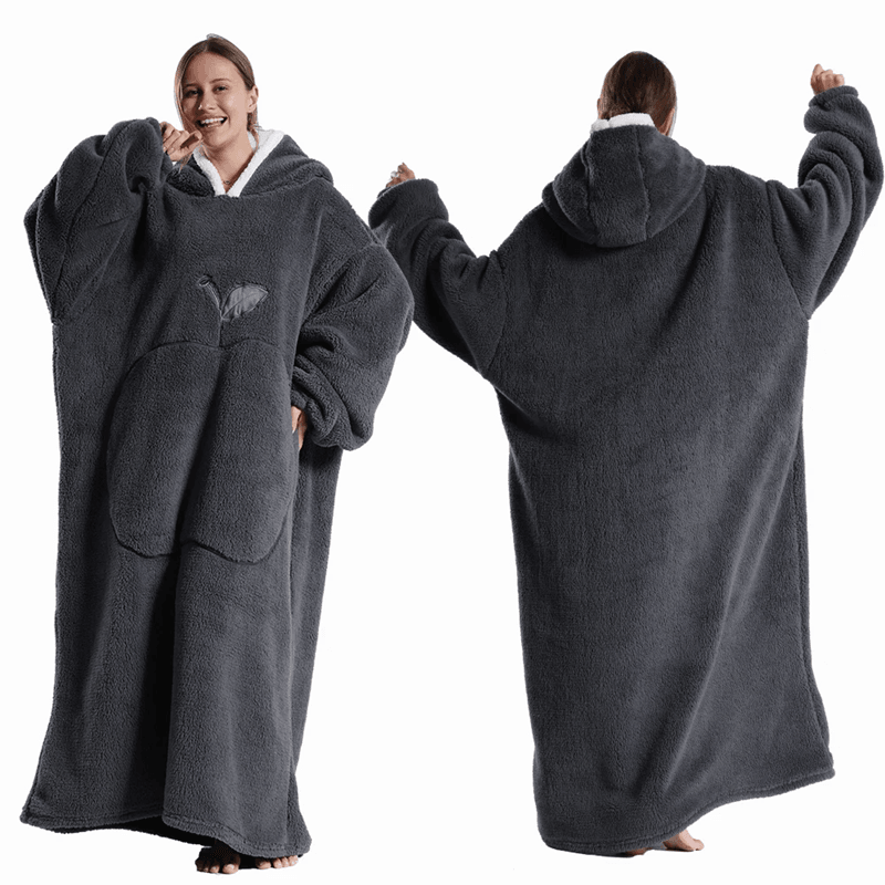 CozyWrap Extra Long Hooded Blanket with Sleeves – Ultra-Soft | Inspire ...