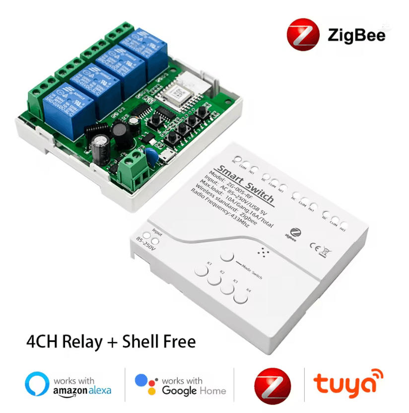 Tuya Zigbee 4-Channel Smart Relay Module – Dry Contact, DIN | Inspire ...