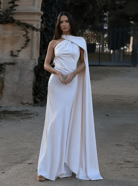 LuxeGlow Satin Ribbon Party Dress Elegant Halter Backless Su | Inspire ...