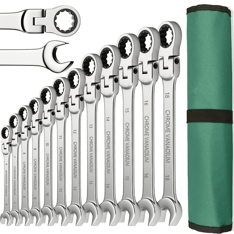 Metric Ratcheting Wrench Set with Flexible Head and Gear Rin | Inspire ...
