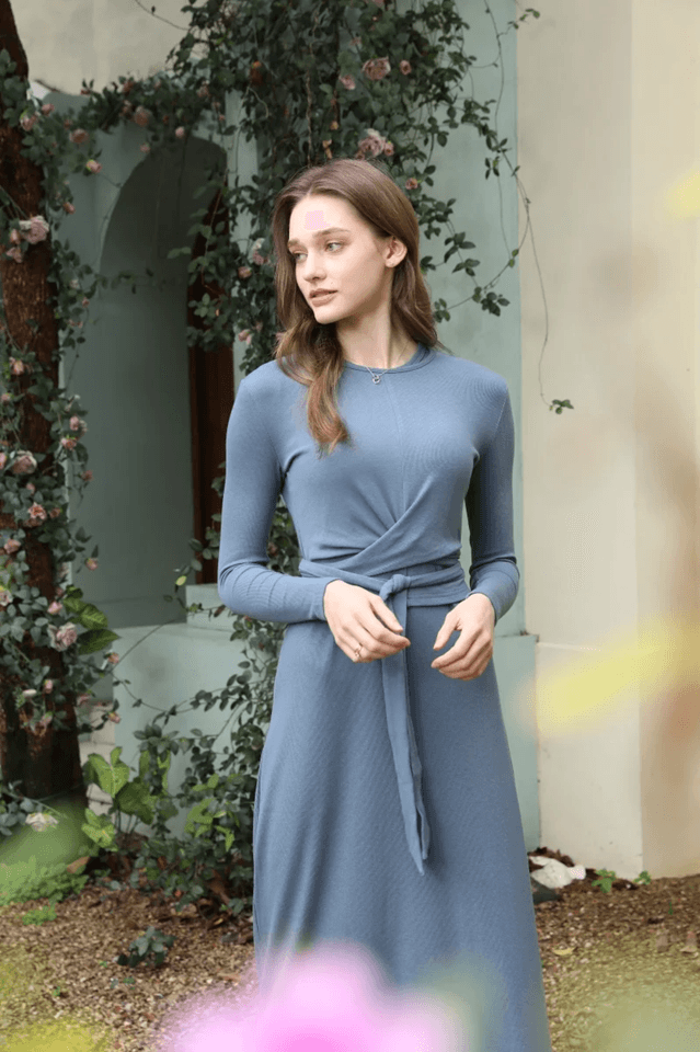 Summer Ribbed Wrap Top and A Line Dress Matching Set | Inspire Uplift