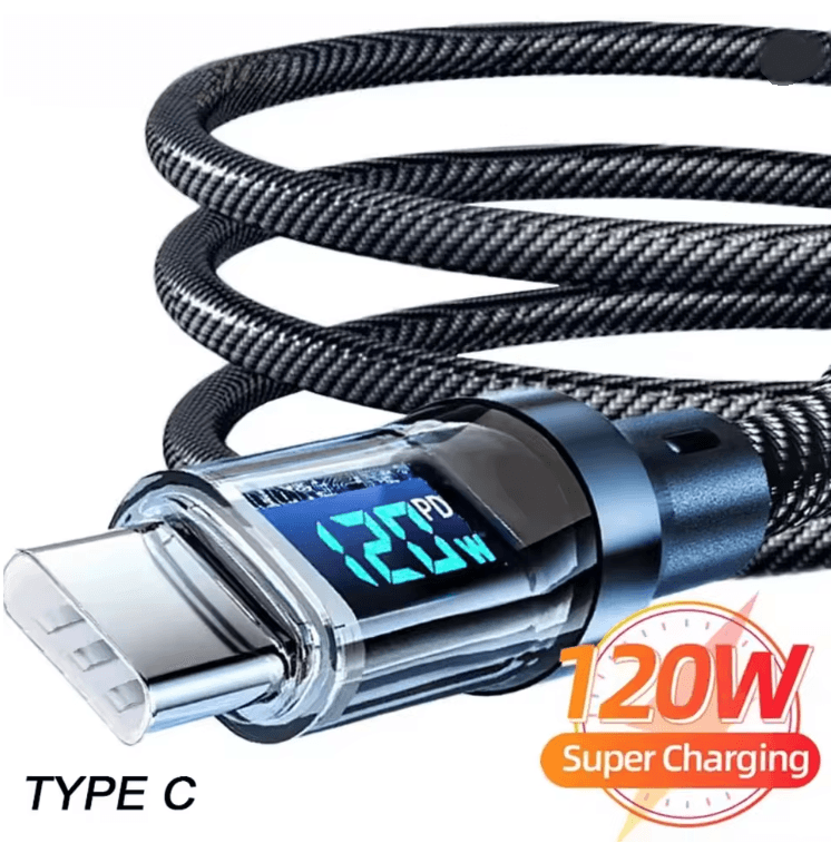 PowerFlow 120W LED Display USB-C Fast Charging Cable | Inspire Uplift
