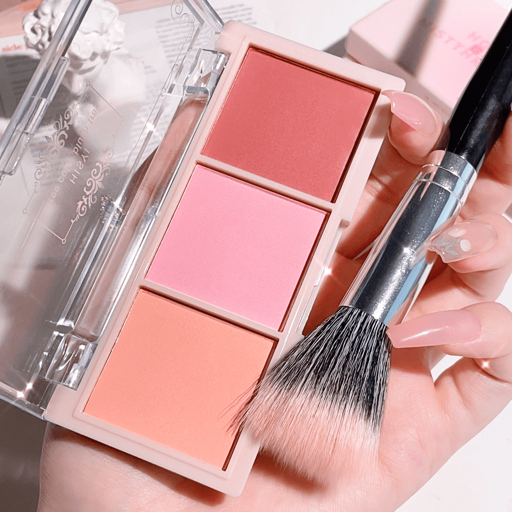 HISYI Three Color Matte Blush Natural Soft Powder Palette | Inspire Uplift