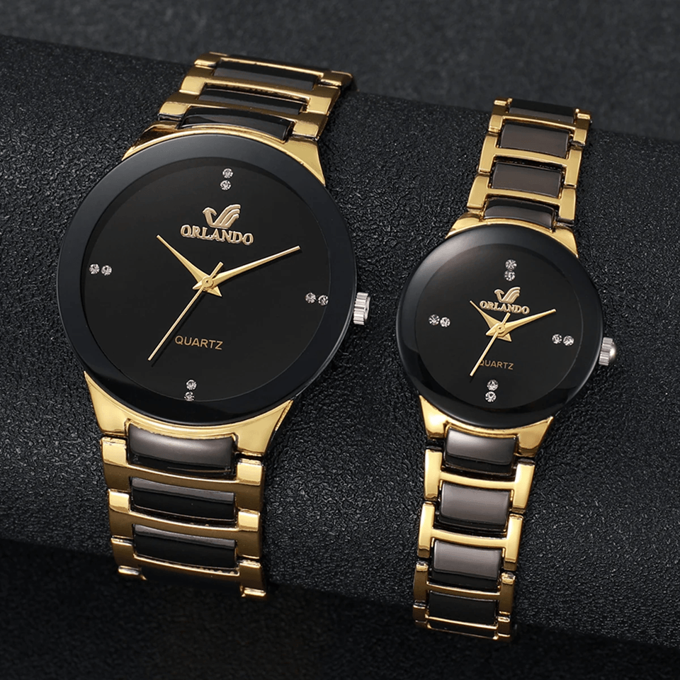 Couple Stainless Steel Quartz Watch Set Classic Analog Style | Inspire ...