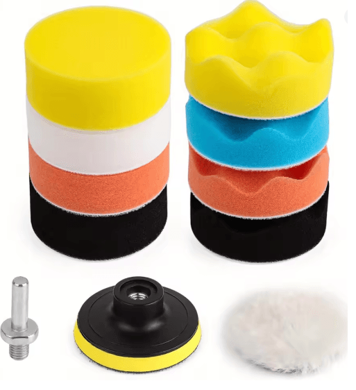 Car Buffing Pad Kit 11 Piece Foam and Wool Polishing Set | Inspire Uplift