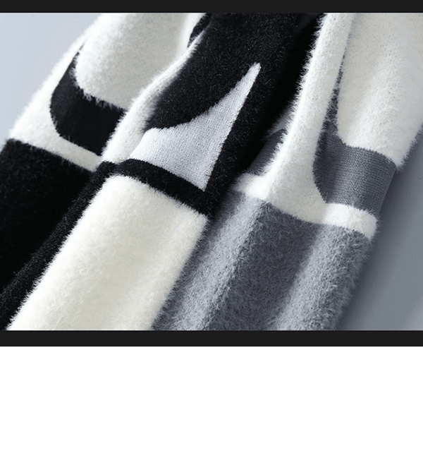 Luxe Patchwork Cashmere Sweater Mens Thick Warm Pullover | Inspire Uplift