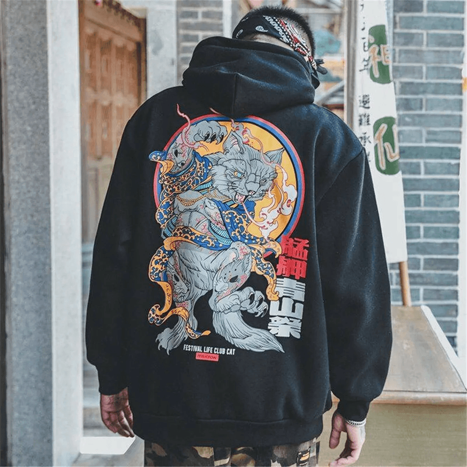 Harajuku Devil Hoodie Oversized Japanese Streetwear Pullover | Inspire ...