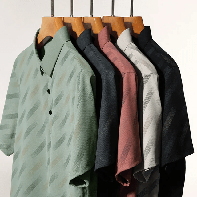 Mens Business Casual Printed Polo Shirt Short Sleeve Breatha | Inspire ...