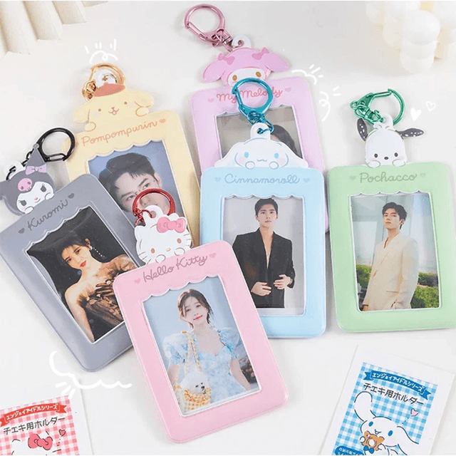 Kawaii Anime Card Holder Keychain Cute Photo ID Pendant for | Inspire ...