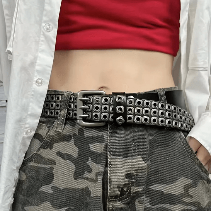 Unisex Punk Studded Street Belt Square Bead Design | Inspire Uplift