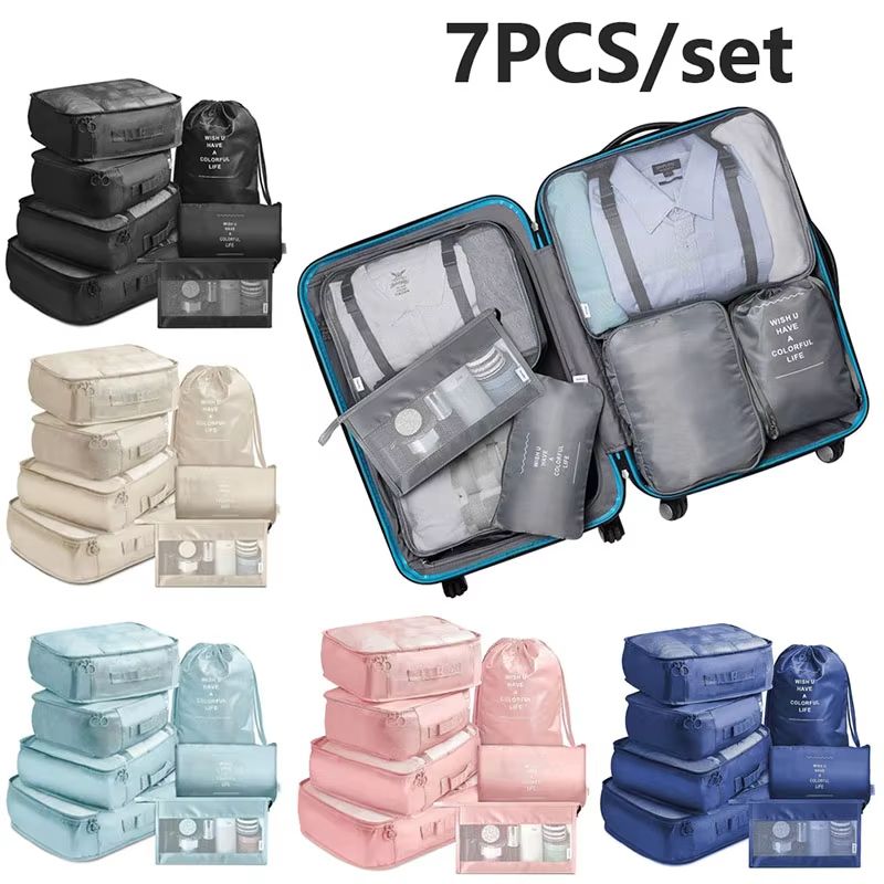 7 Piece Travel Packing Cubes Set Organizer and Compression B | Inspire ...