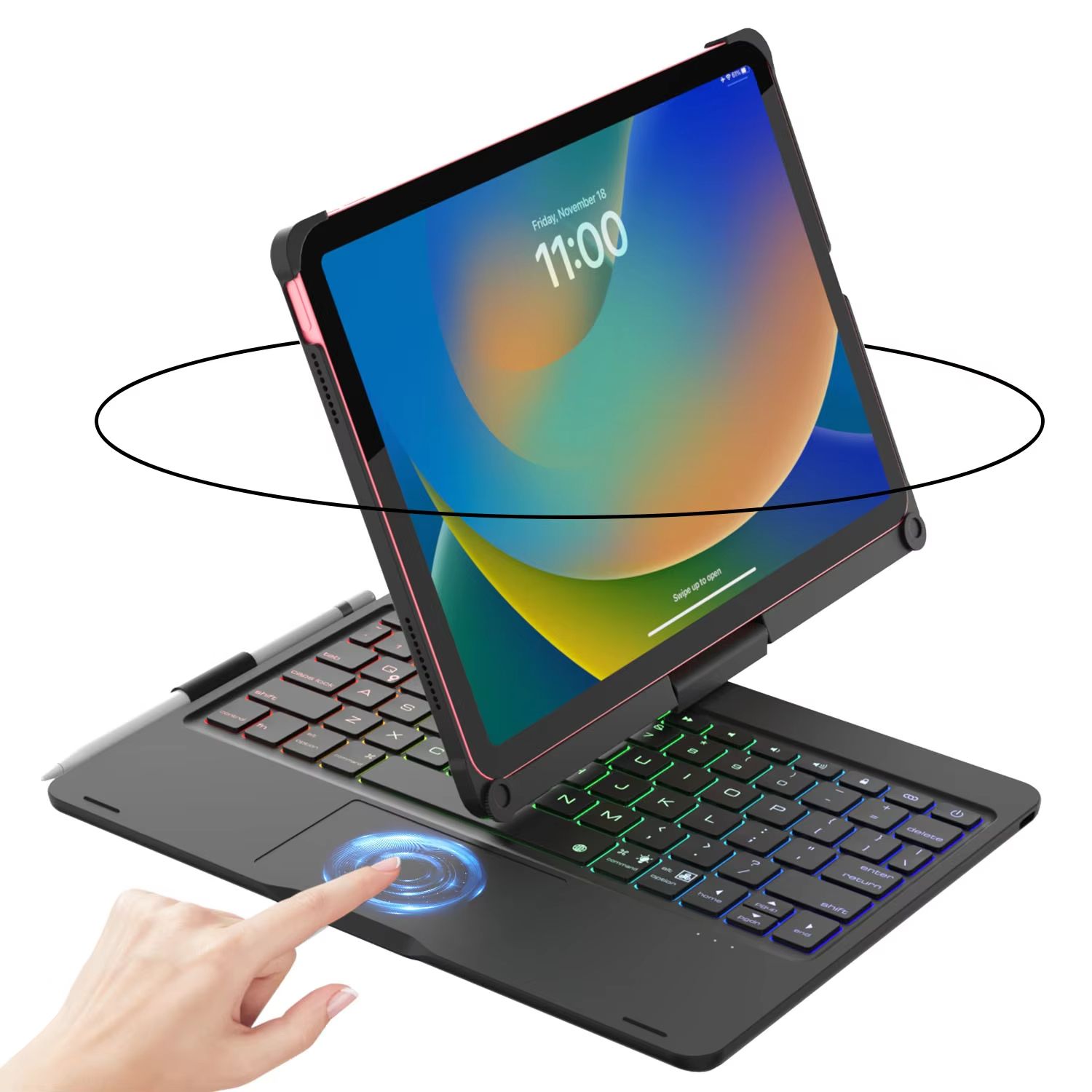 360° Swivel Backlit Keyboard Case with Trackpad – for iPad 1 | Inspire ...