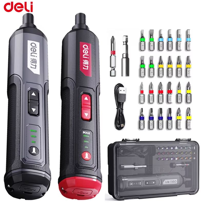 DELI Cordless Electric Screwdriver Set 4V 2000mAh Torque Adj | Inspire ...