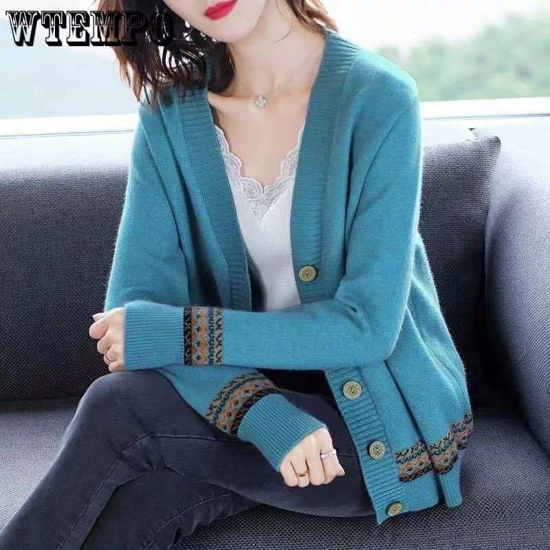 SoftSpring Loose V-Neck Button Cardigan – Korean-Style Long- | Inspire ...