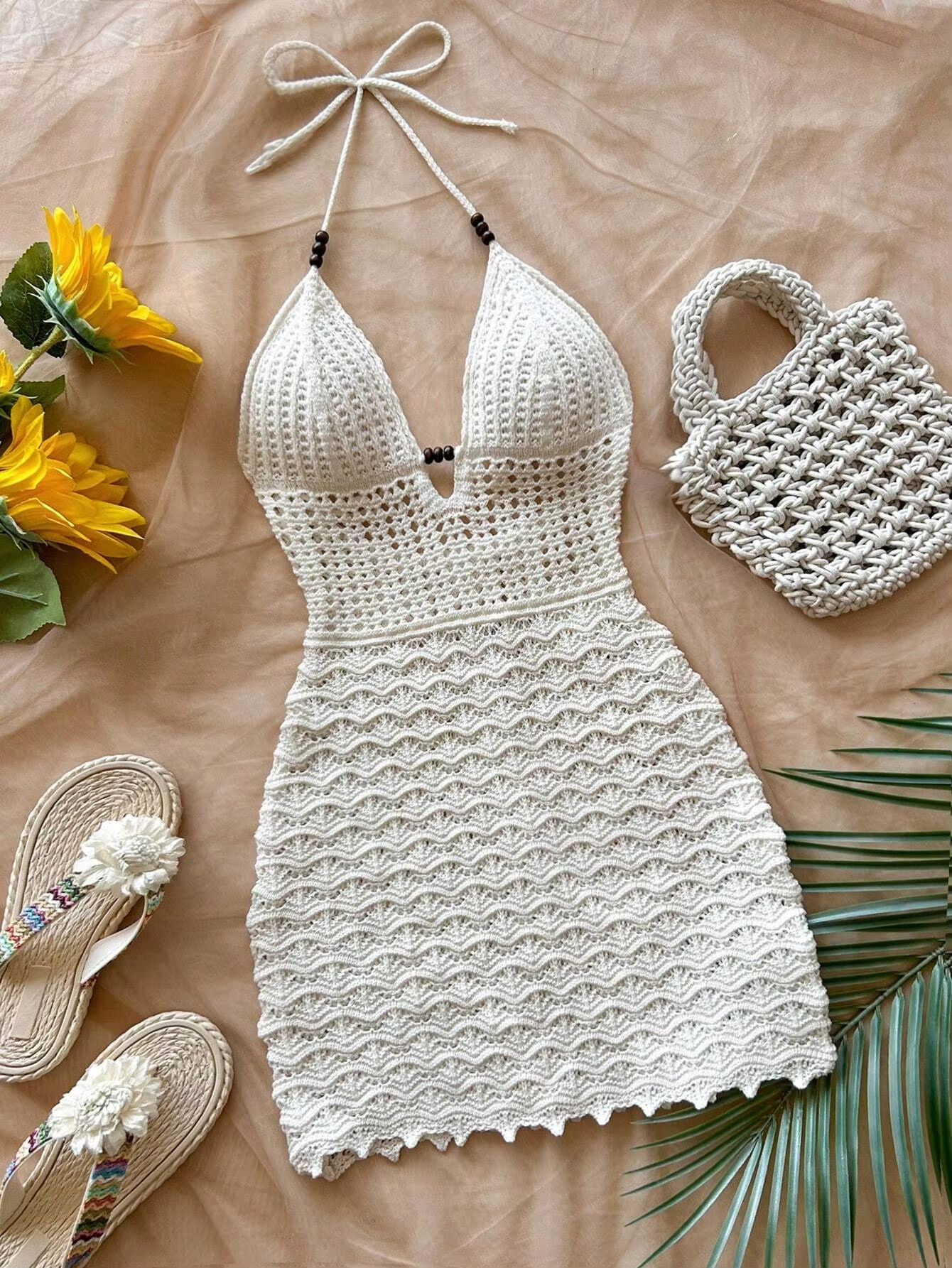 Soleia Summer V-Neck Backless Knitted Dress – Ombre Spaghett | Inspire ...
