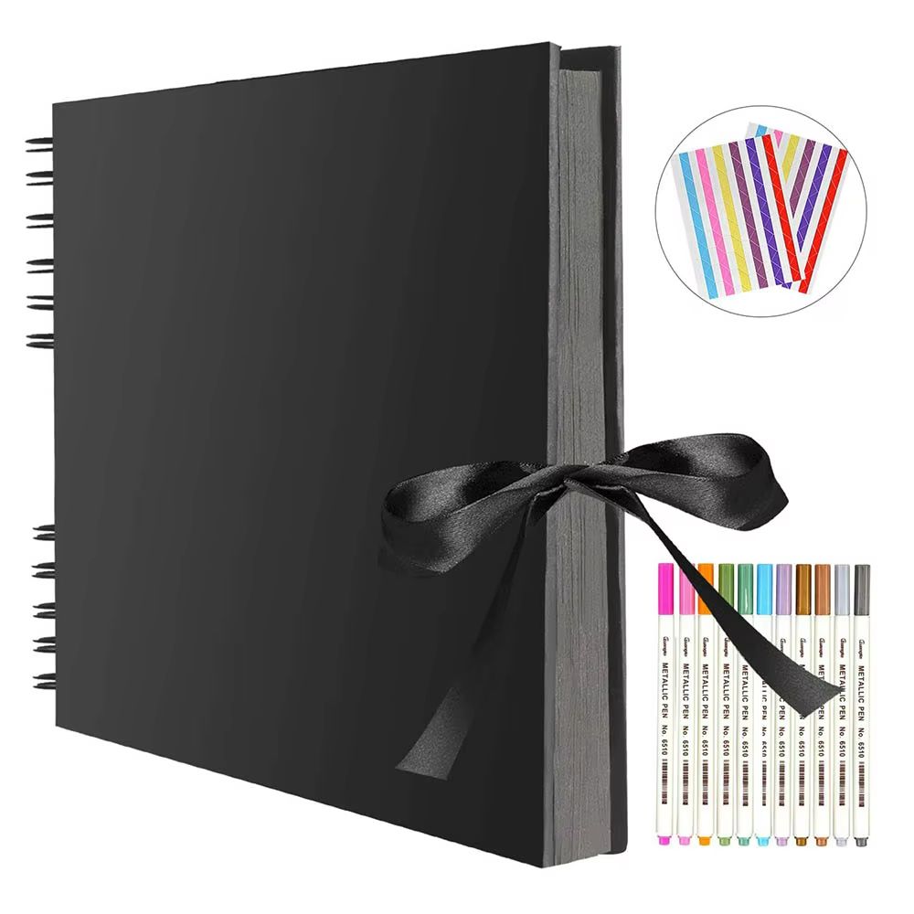 DIY Scrapbook Photo Album – 80 Black Pages Kraft Memory Book | Inspire Uplift