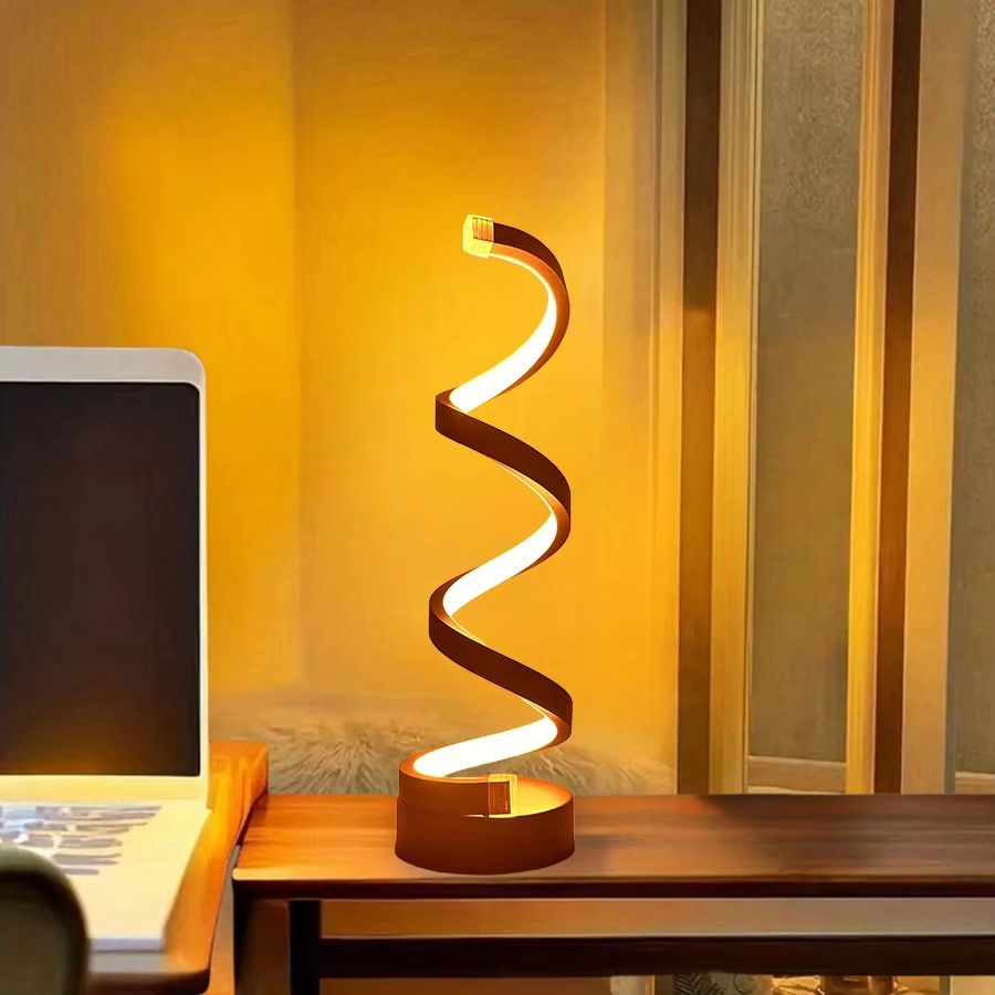 Modern Spiral LED Table Lamp with USB – Adjustable Brightnes | Inspire ...