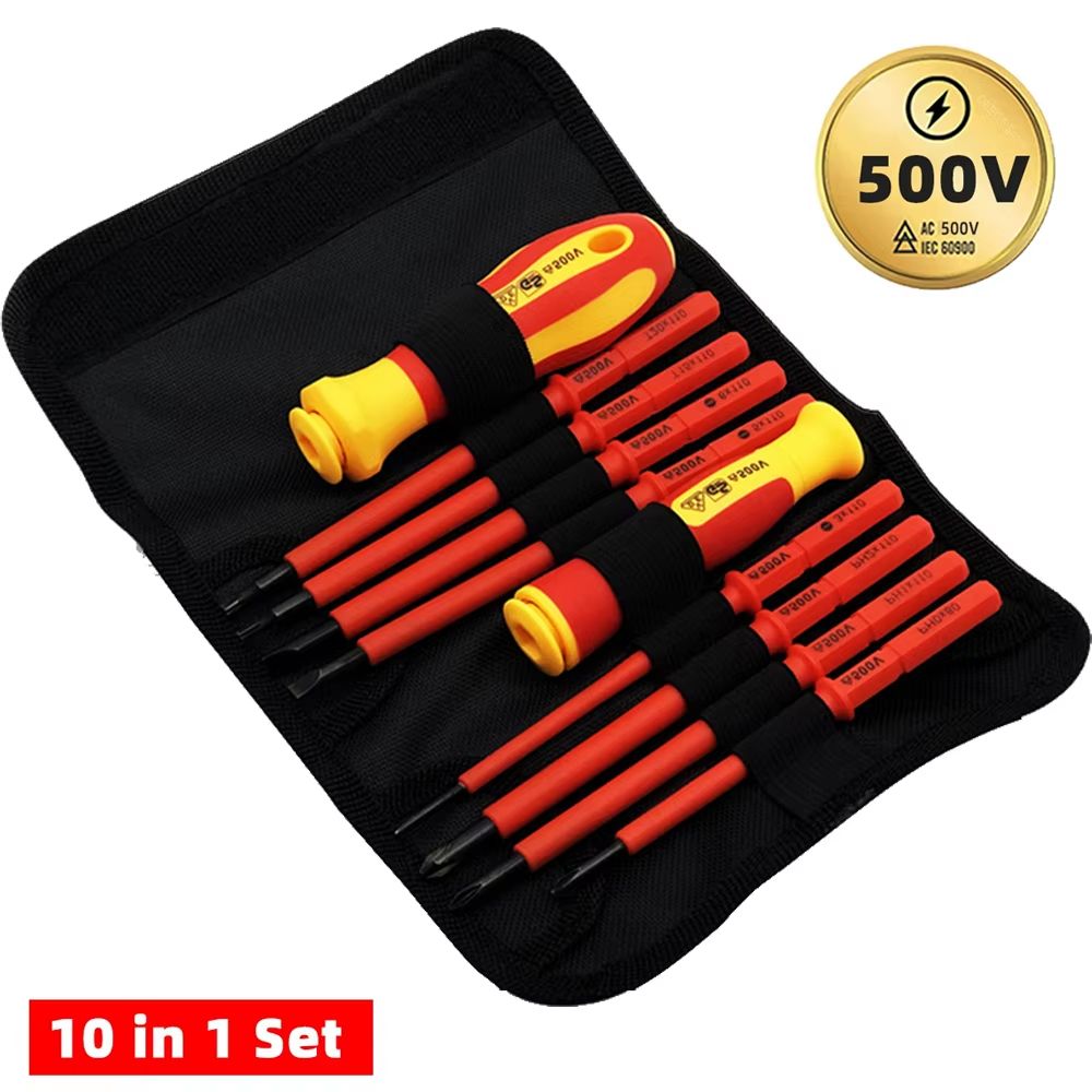 10-Piece VDE Insulated Interchangeable Blade Screwdriver Set | Inspire ...
