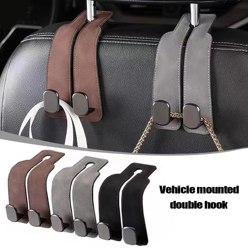 Premium Dual-Hook Suede & Alloy Car Headrest Hanger - Univer | Inspire ...
