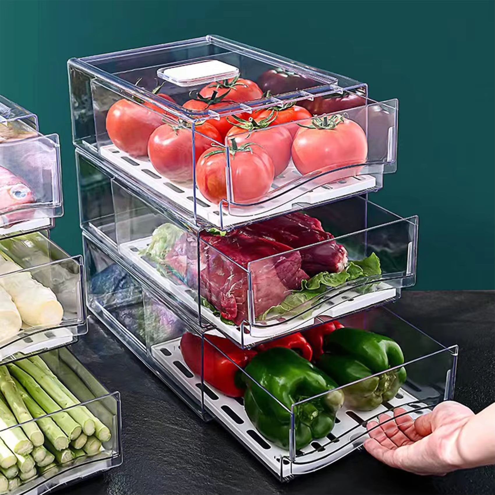 Stackable Refrigerator Organizer Bins | Reusable Food Storag | Inspire ...