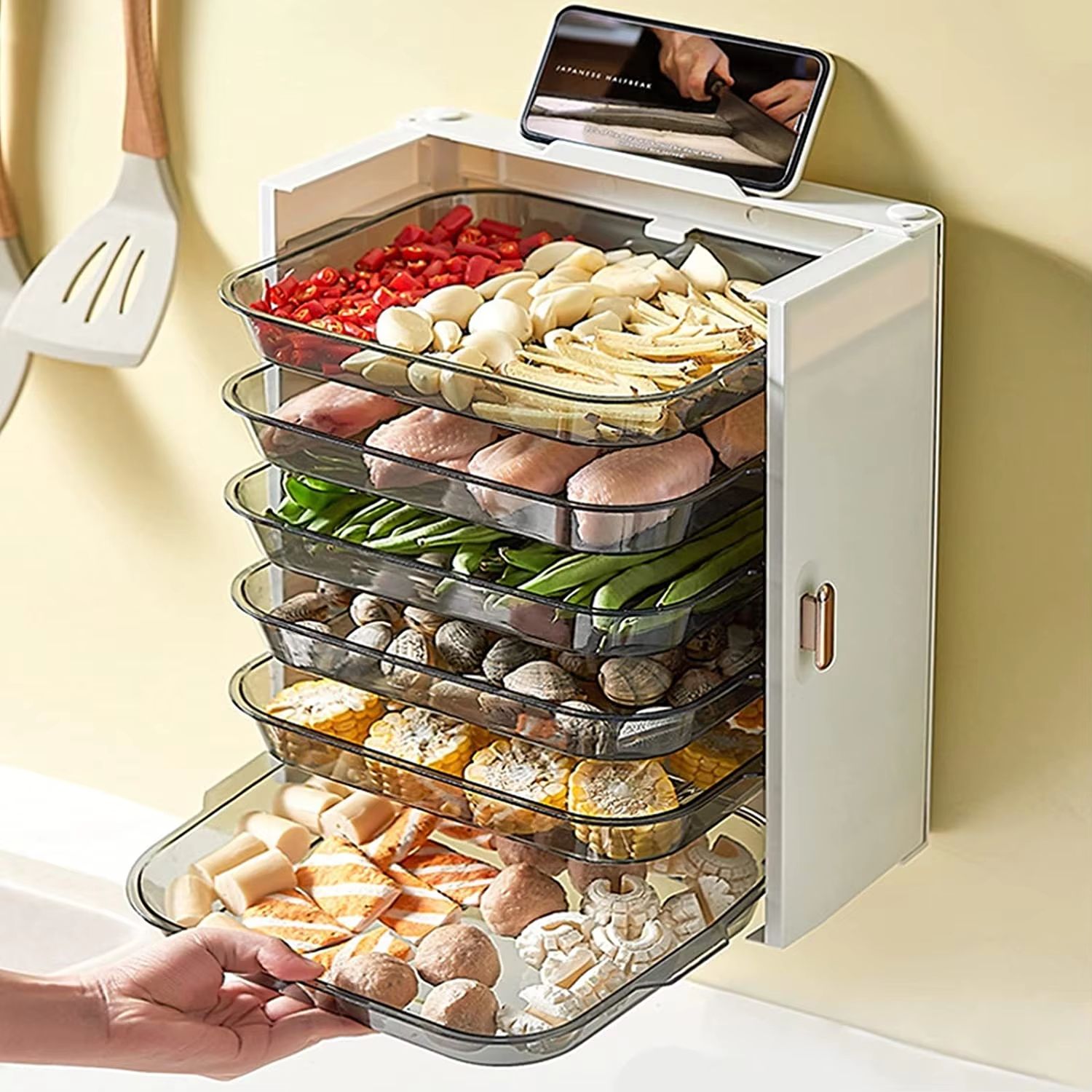 SpaceSaver 6-Layer Foldable Kitchen Dish Tray Organizer Rack | Inspire ...