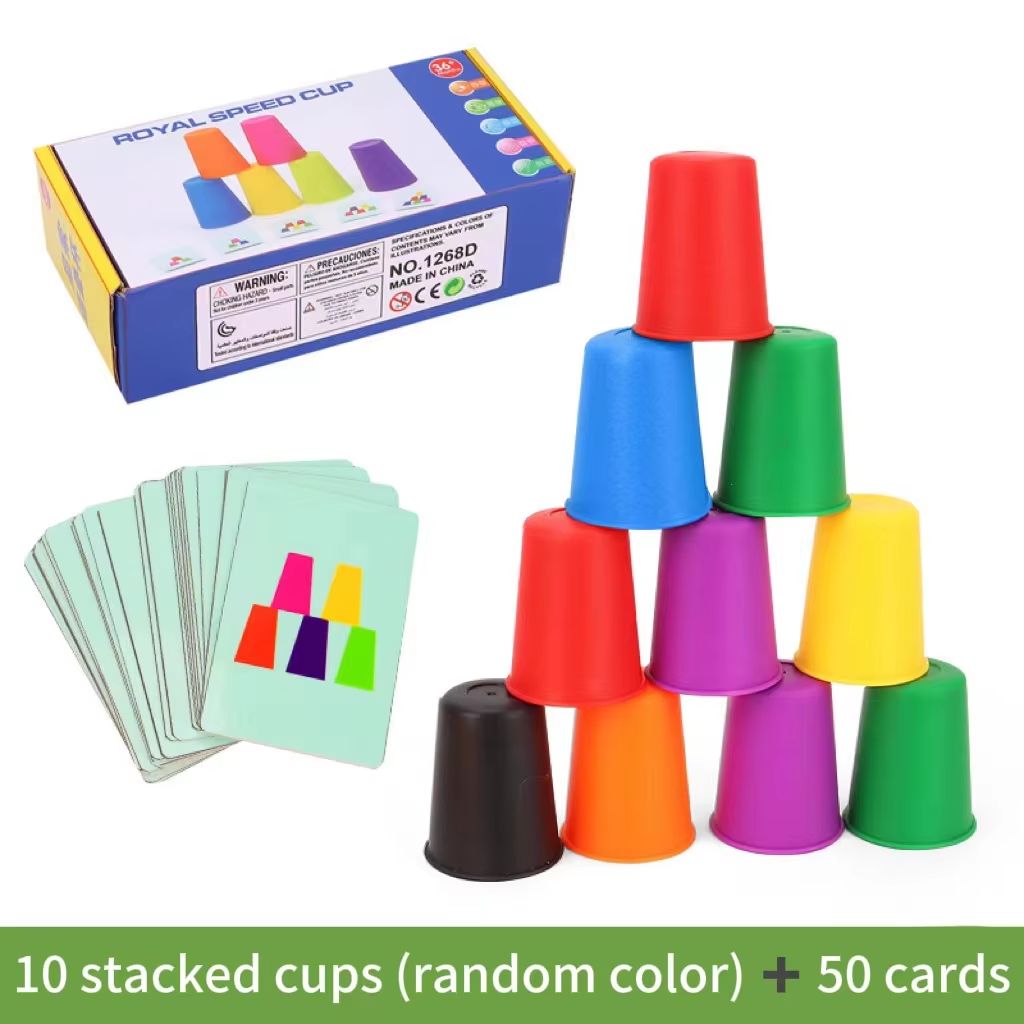 Montessori Mini Stack Cup Color Matching Game with Cards | Inspire Uplift