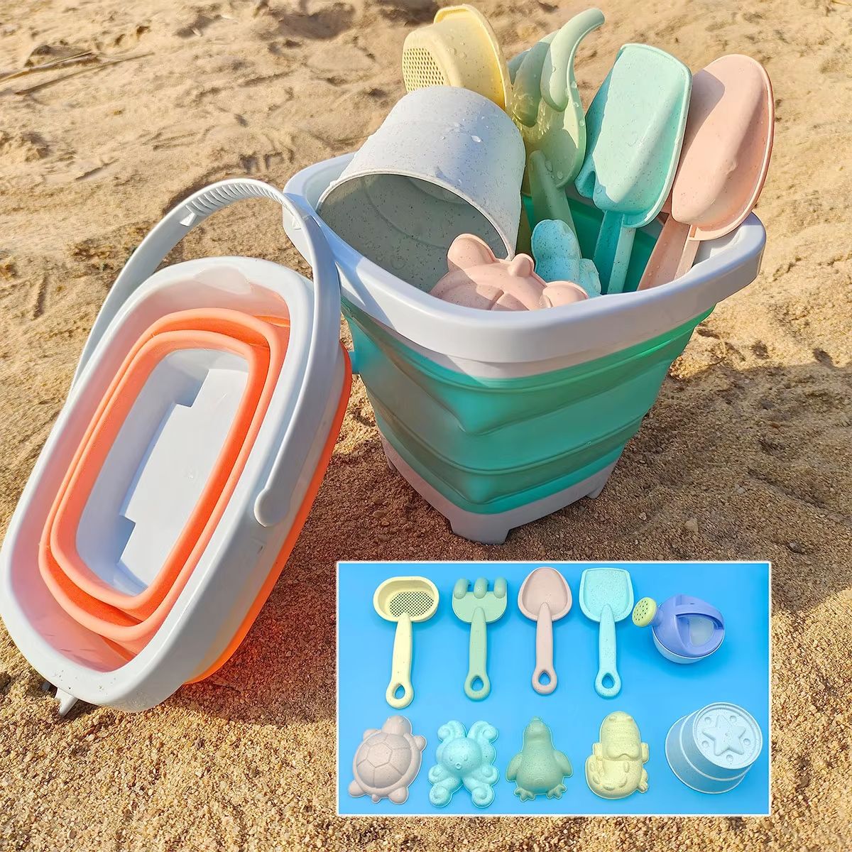 Folding Beach Sand & Water Play Set With Bucket – Outdoor Su | Inspire ...