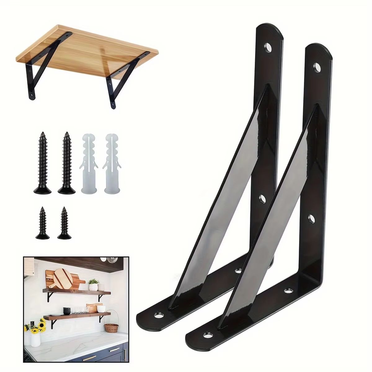 2pcs Rustic Iron Floating Shelf Brackets, 90-Degree Wall Mou | Inspire ...