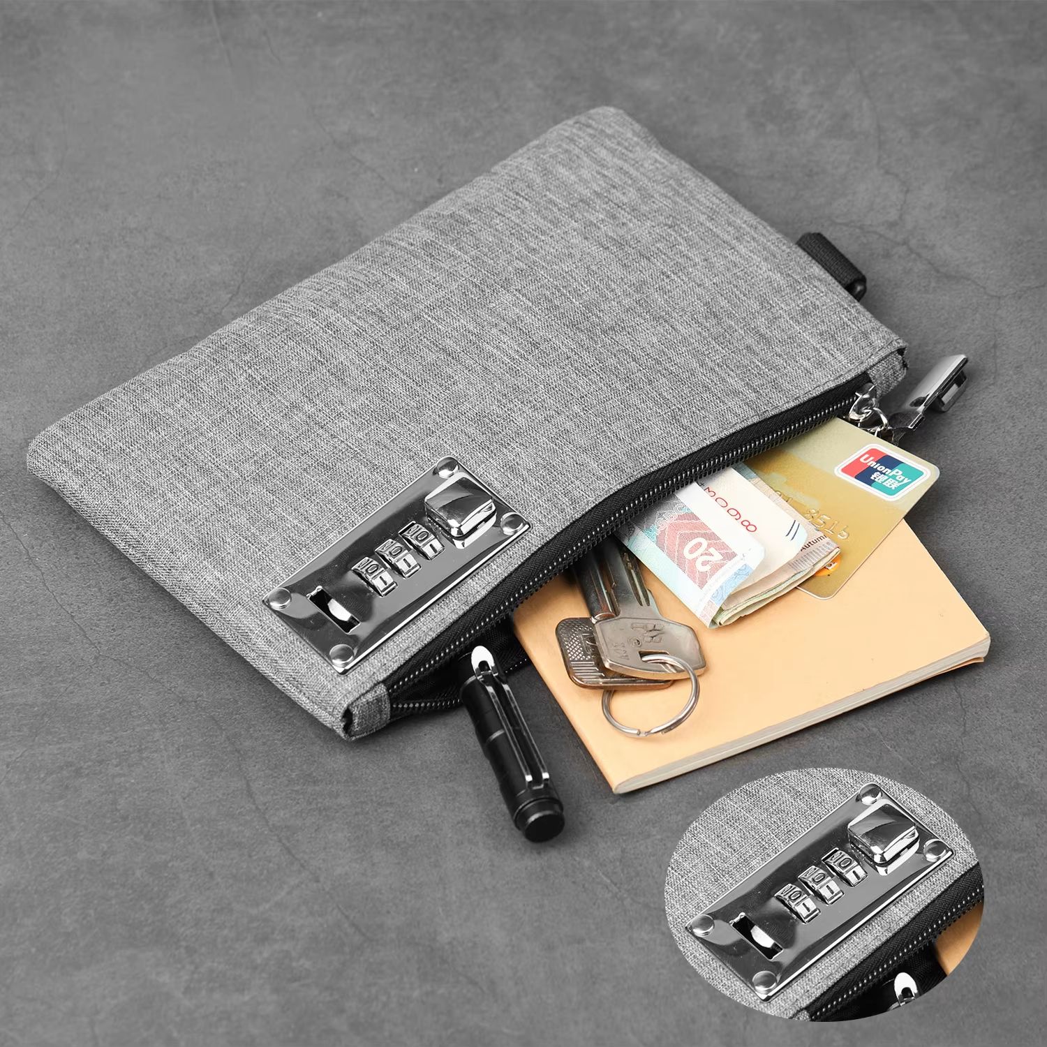 Lockable Money Bag & Coin Purse with Card Holder Clutch for | Inspire ...