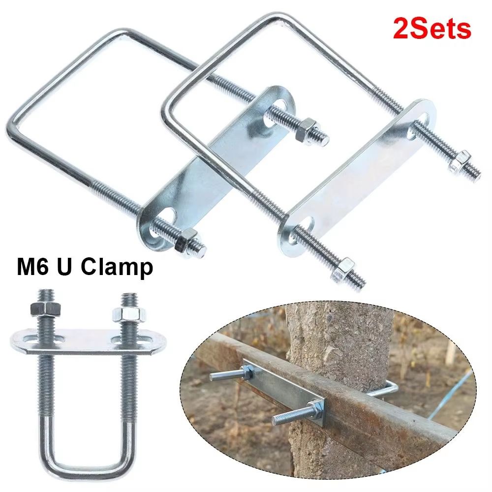 2 Sets M6 Iron Square U-Bolt Right-Angle Screw Clamp with Ba | Inspire ...