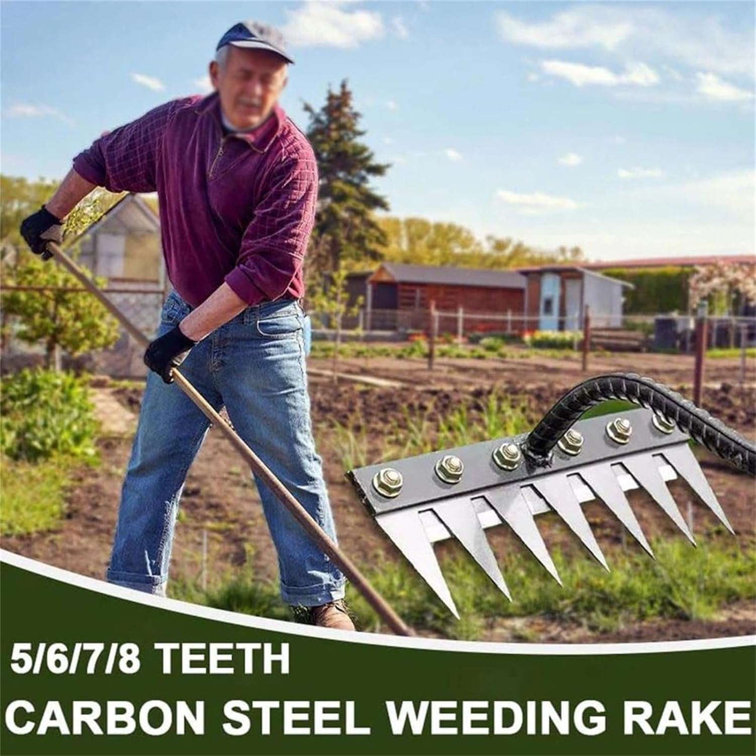 Carbon Steel Garden Hand Rake – 5 to 8 Teeth Weeding & Soil | Inspire ...