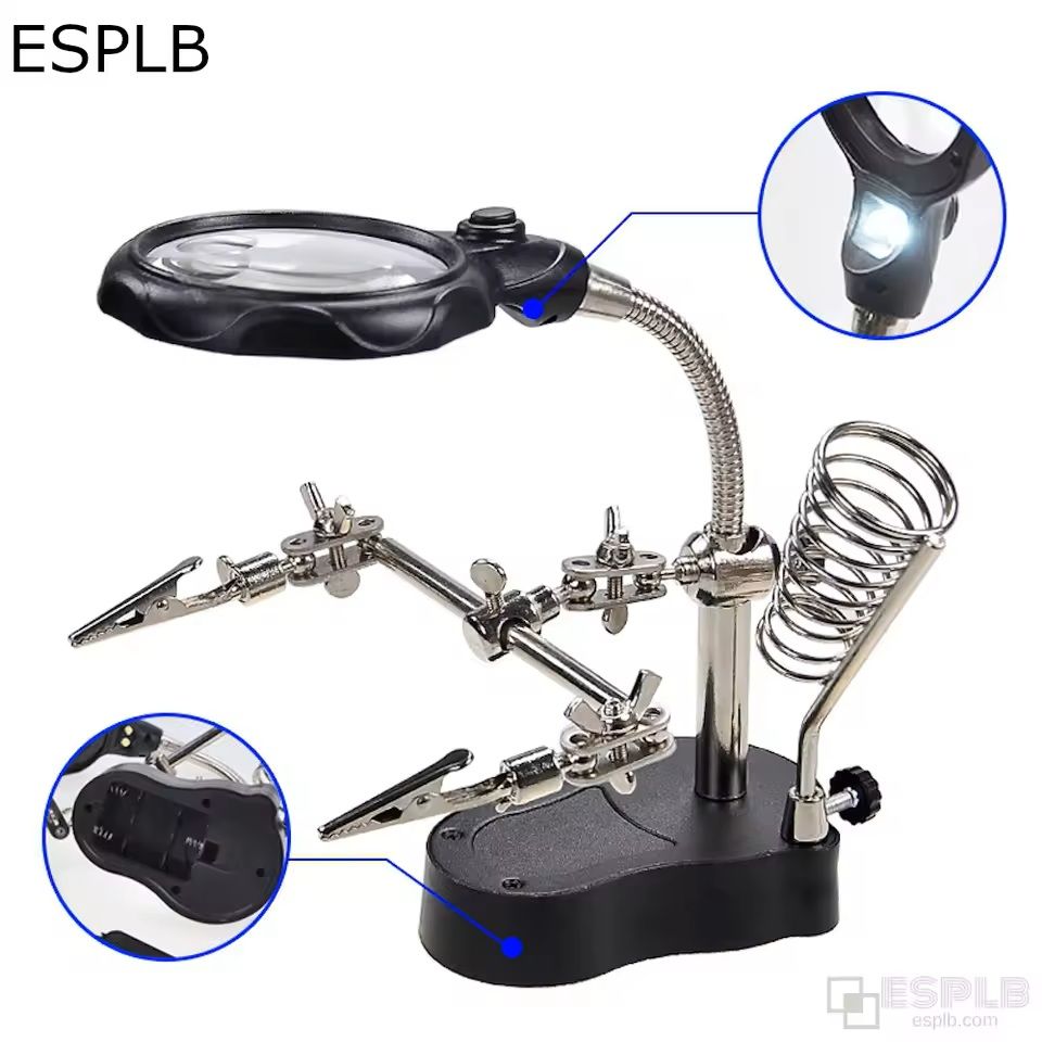 Helping Hands Soldering Magnifier Stand with 3.5X and 12X LE | Inspire ...