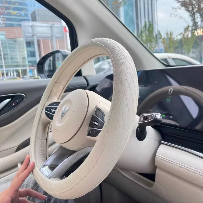 Napa Leather Patchwork Steering Wheel Cover Non Slip Breatha | Inspire ...