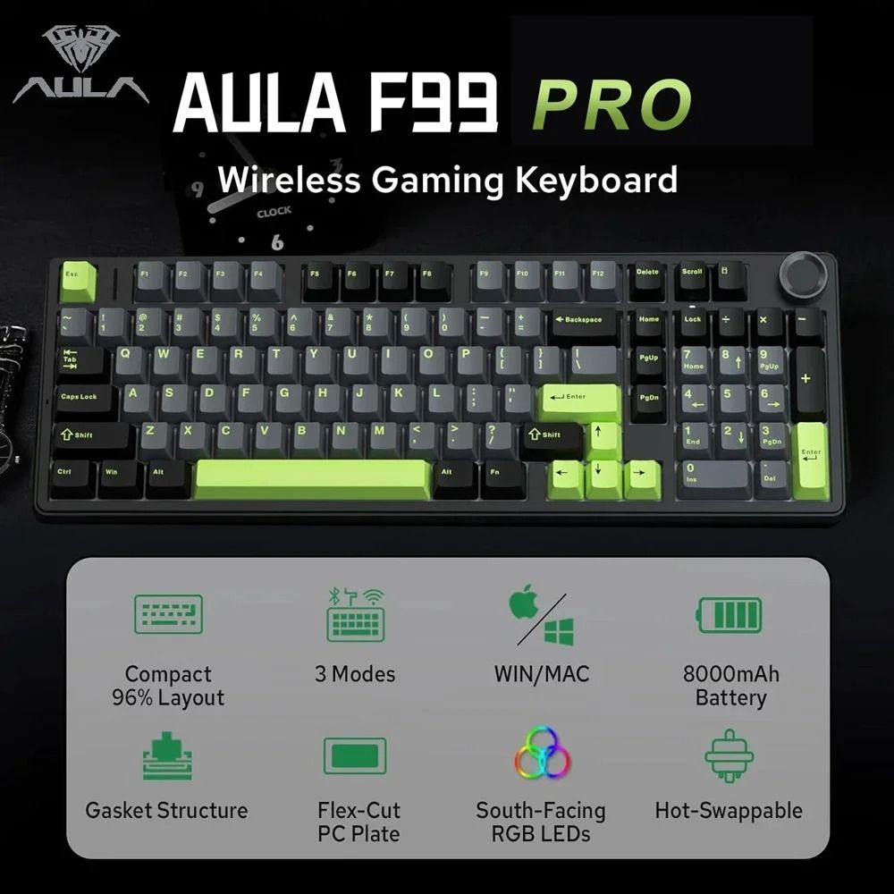 AULA F99PRO Wireless Mechanical Gaming Keyboard with Knob an | Inspire ...