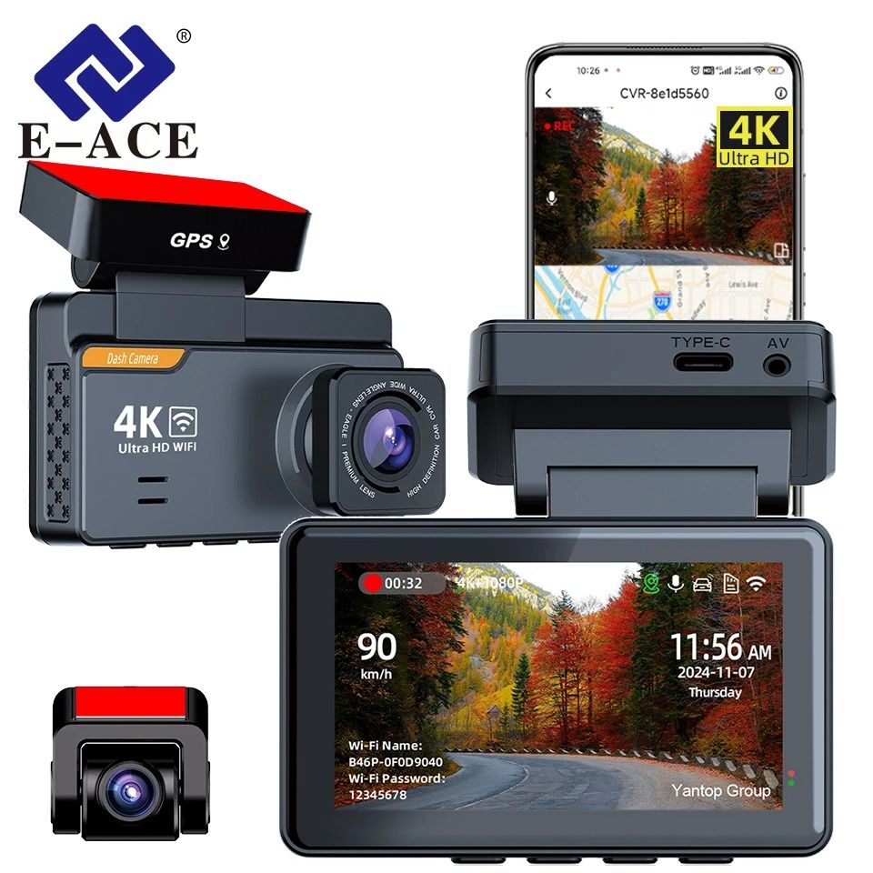 EACE 4K Dash Cam Mini Car DVR with GPS and WiFi Dual Lens Ni | Inspire ...