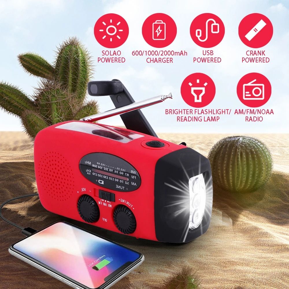 Portable Emergency Radio with Solar USB Charging LED Light a | Inspire ...