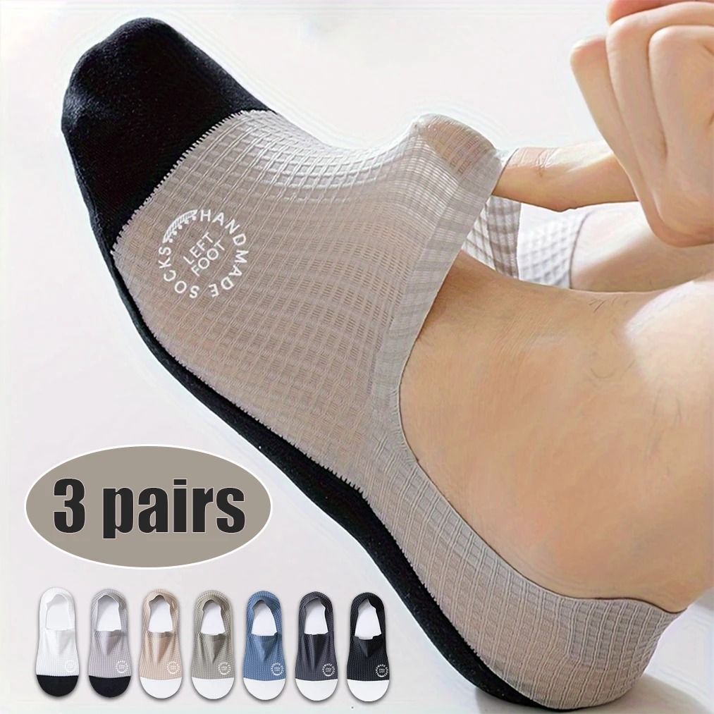 Men Invisible Socks 3 Pairs Breathable No Show Boat Socks wi | Inspire ...