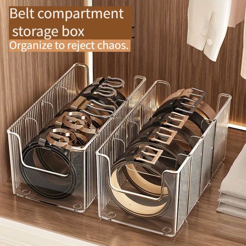 Belt Organizer Box 5 Grid Storage Rack for Closet and Drawer | Inspire ...